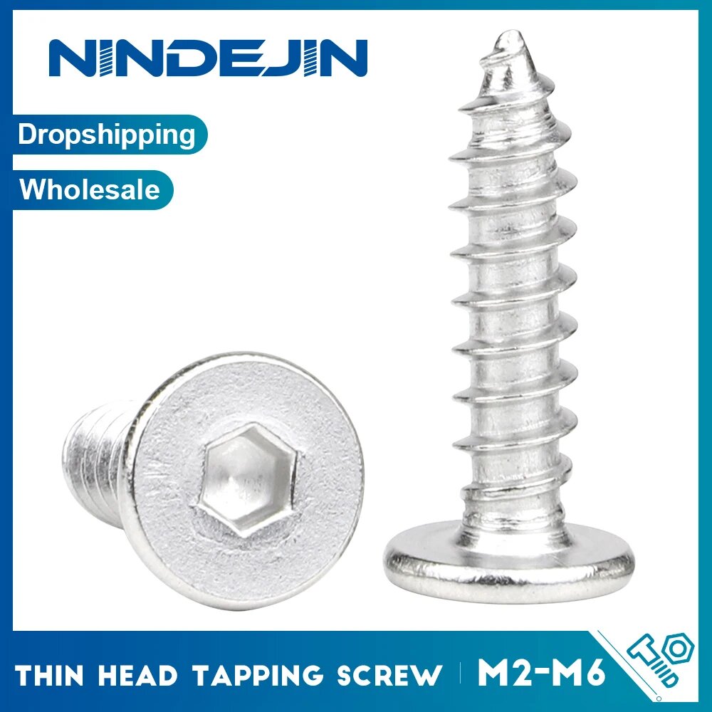 Саморезы NINDEJIN из нержавеющей стали M2-M8 для дерева M3 50pcs, 10mm