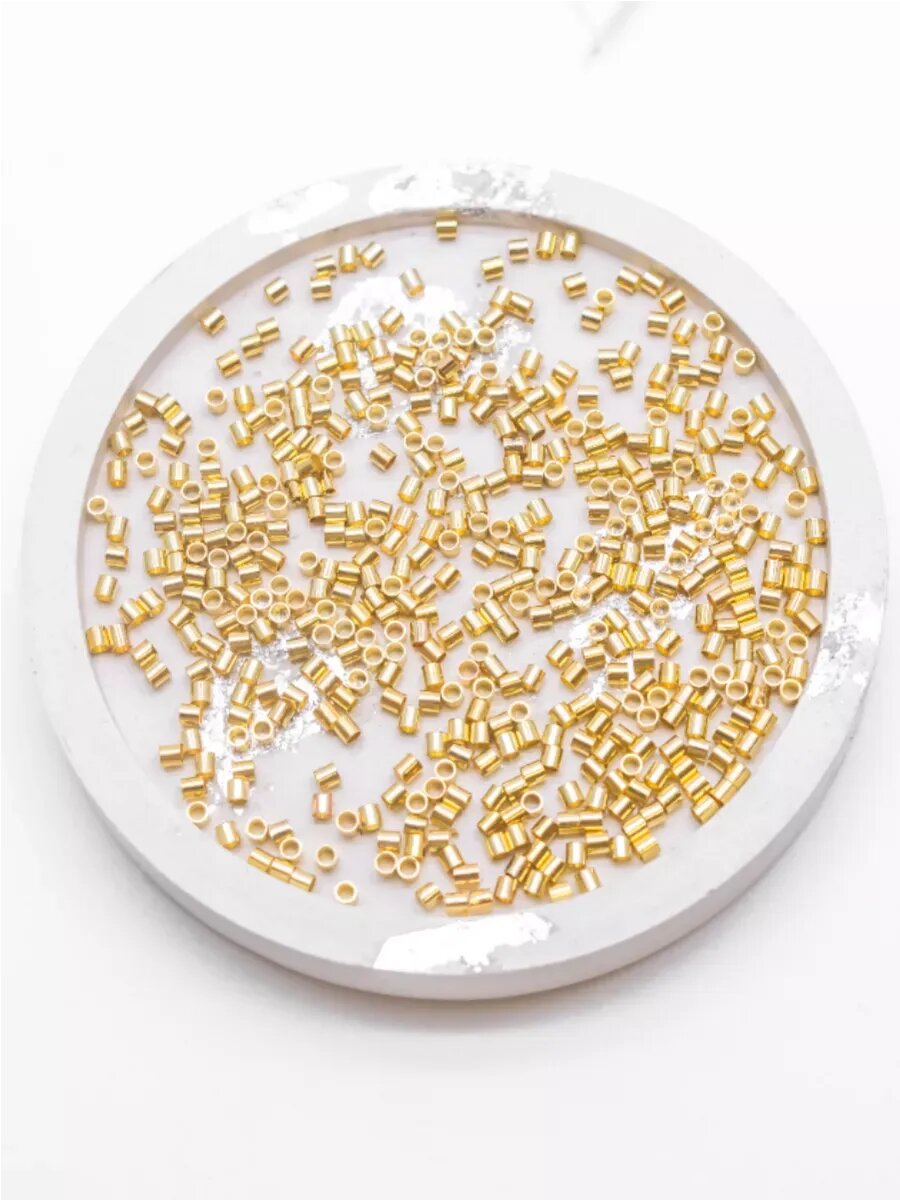 8352/2 Кримпы позолоченные зажимные трубочки 180 штук 2гр A+