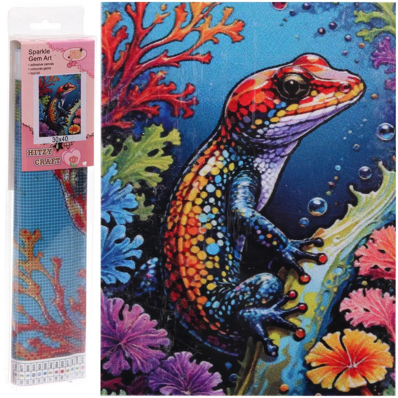 Набор для алмазной мозаики «DIAMOND» 30х40 см, полная выкладка, с инструментами, рисунок «Игуана»