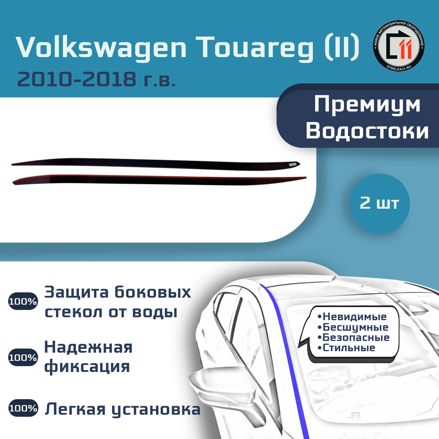 VOLKSWAGEN TOUAREG 2010-2018 (II + II рестайлинг) - Премиум водостоки лобового стекла