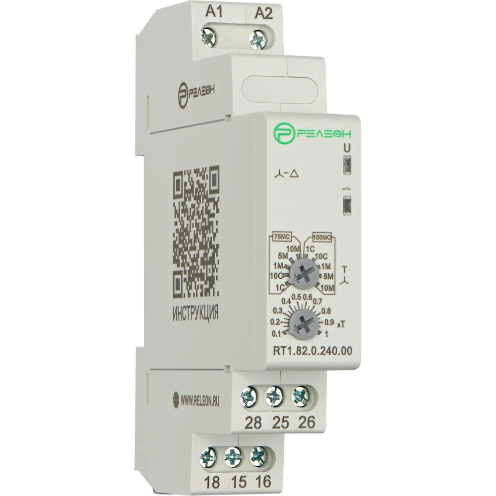 Релеон , Реле времени Звезда-треугольник; 1 перекидной контакт 10А ; /= 24-240 AC/DC, RT182024000