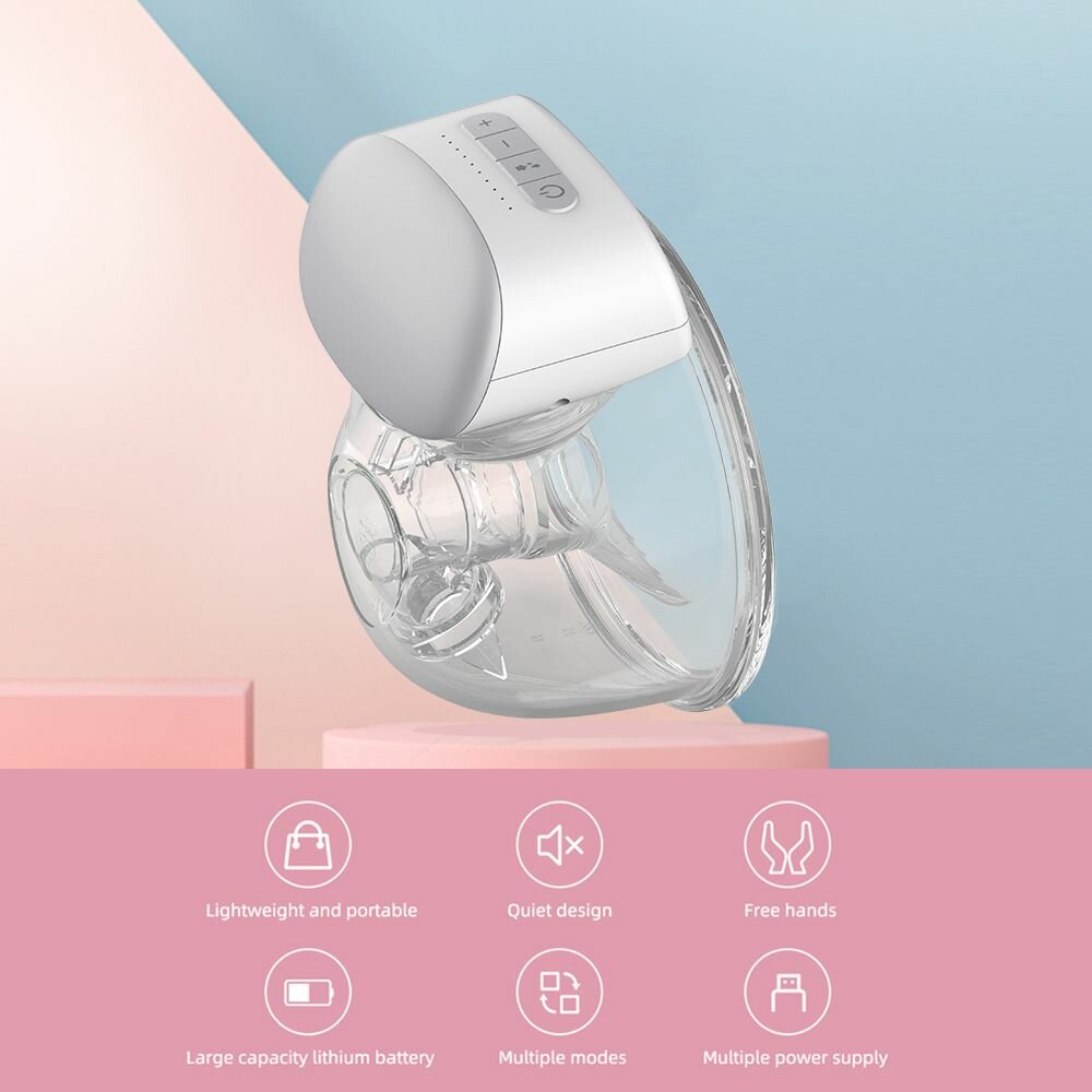 Носимый электрический молокоотсос Bebebao BB-P1, 2 упаковки, ручной, портативный, 240 мл, 3 режима, 10 уровней всасывания, с 24 мм фланцем