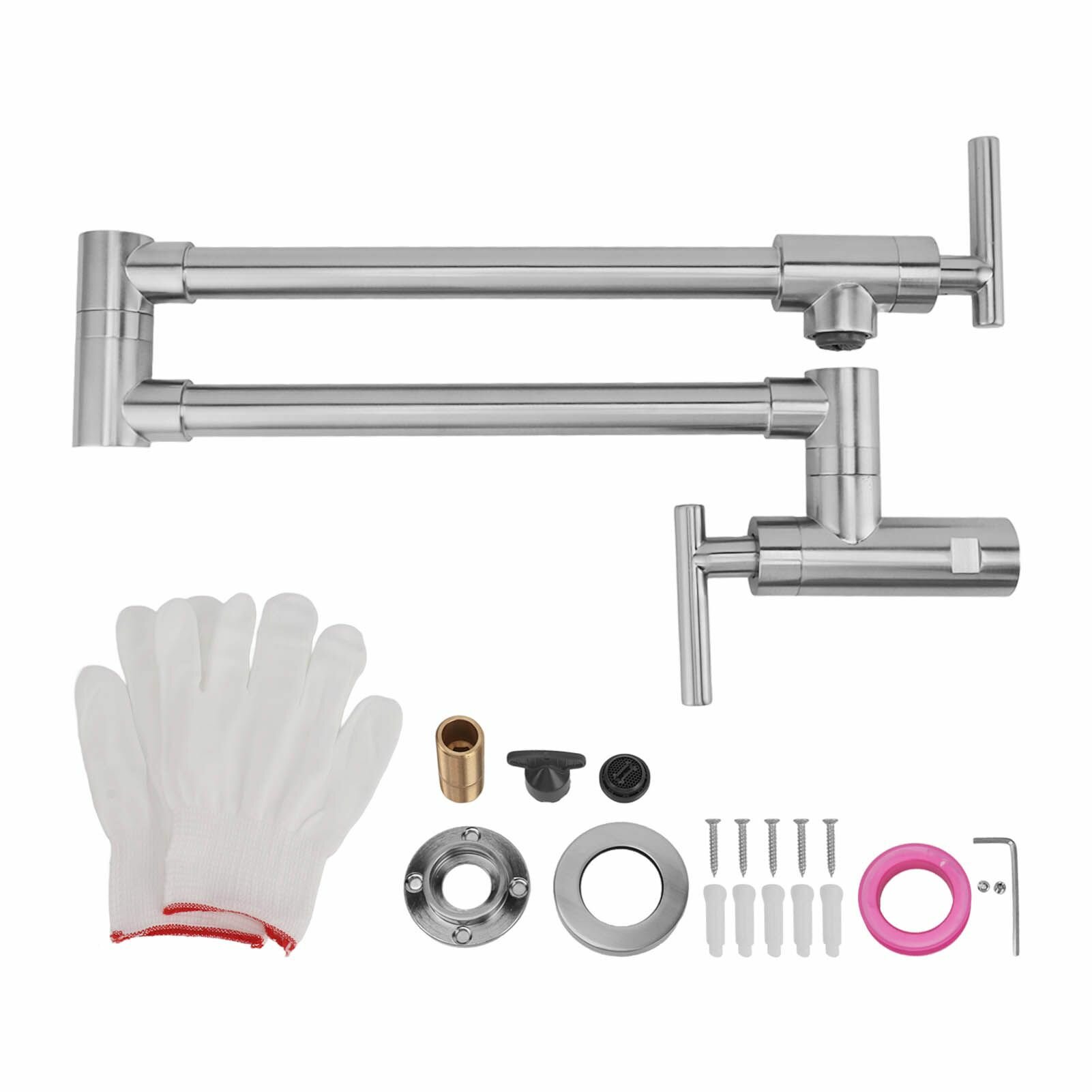 Смеситель для наполнения горшков, медный настенный универсальный вращающийся складной кран с двойной ручкой, одинарный кран холодной воды для ванной комнаты, балкона, кухонной раковины