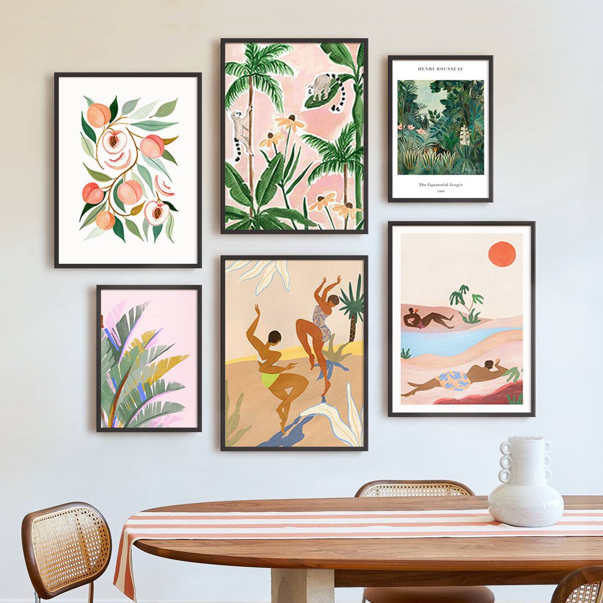Постеры 6 шт на стену для интерьера "Тропики рисунки"