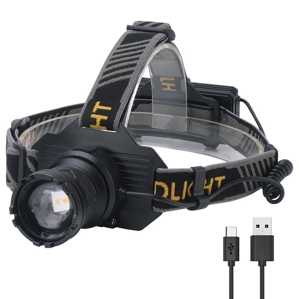 Налобный фонарь BORUiT двухцветный перезаряжаемый No Battery