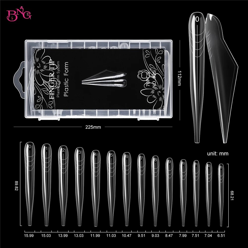 BNG Многоразовые формы для ногтей Stiletto XL XXL, Цвет: F-70pcs
