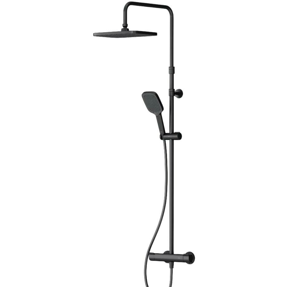 Душевая система AM.PM Func F078F422 с термостатом Черная матовая, современный стиль