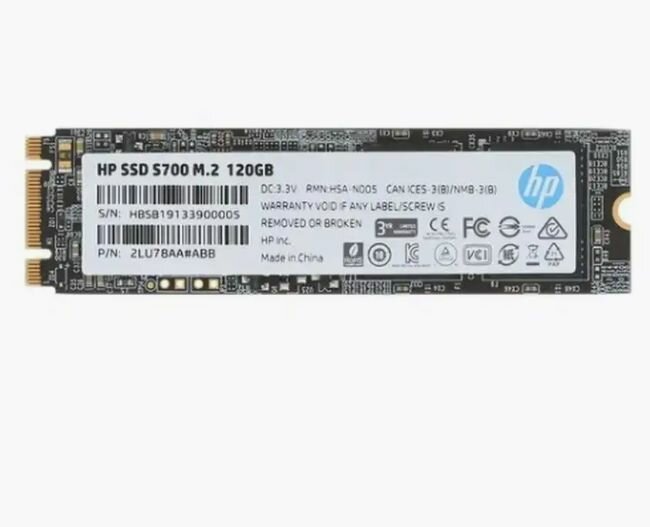 120 ГБ SSD M.2 накопитель HP S700 (2LU78AA) - SATA3 6.0 Гбит/с, чтение - 550 Мбайт/с, запись - 460 Мбайт/с, 3D NAND