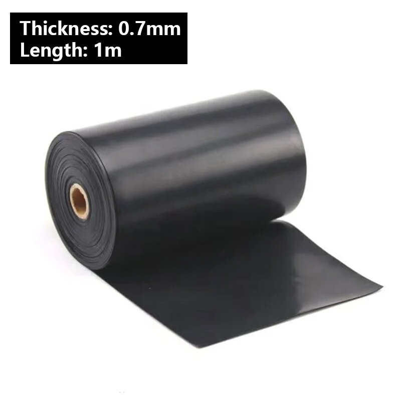 Латексная эластичная лента для силовой тренировки 1 метр Черный, 0.7mm Black