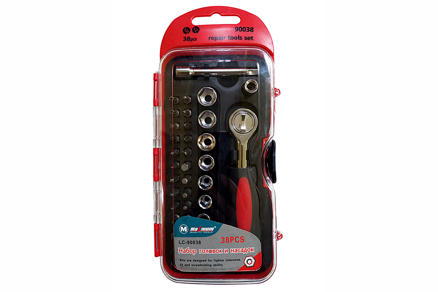 Набор инструмента вороток - трещетка с набором бит и головок, 38 предметов