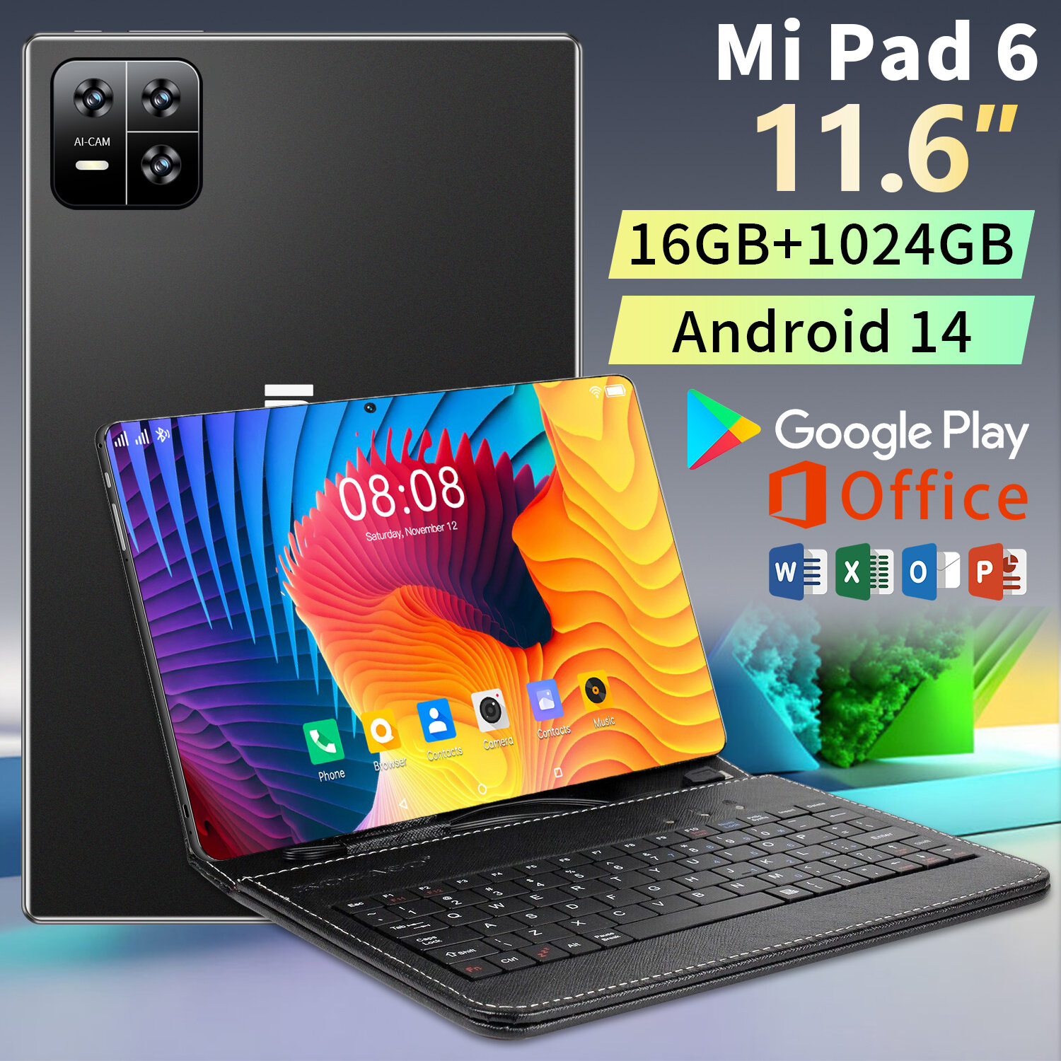 Планшет Mi Pad6 16+1 ТБ, Android 14, с клавиатурой. Лучший выбор для планшетов.