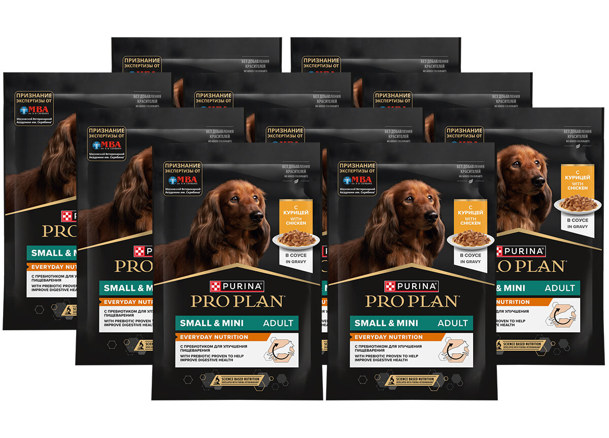 Влажный корм Pro Plan Opti Savour для взрослых собак мелких пород с курицей в соусе пауч, 85 г 10 шт