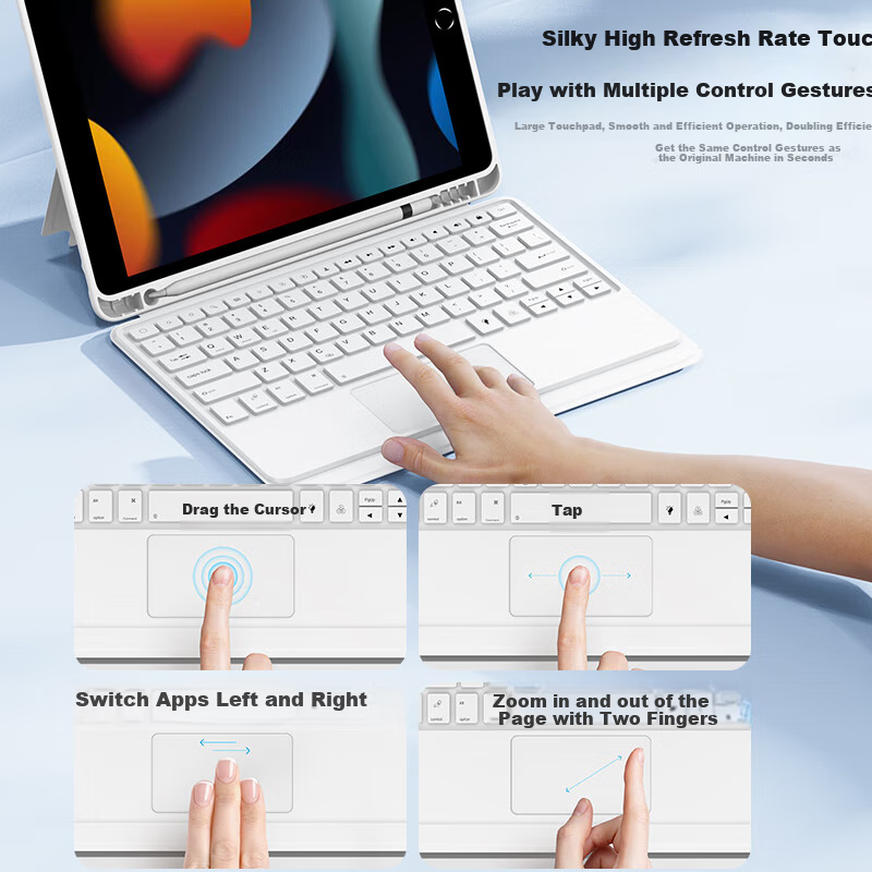 Zhisihui магнитная съемная Bluetooth-клавиатура для iPad 7-9 поколений и Air 3 10.2/10.5 дюймов Цвет：Белая магнитная