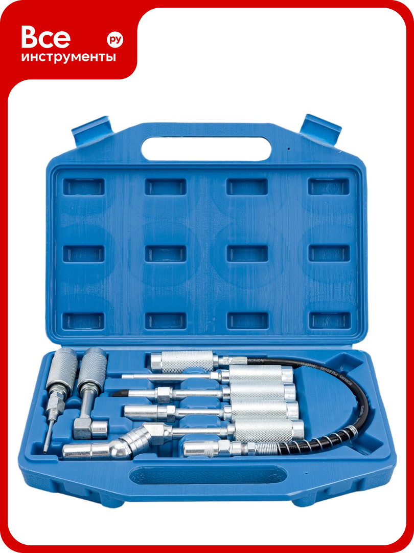 Адаптеры, AE&T, для нагнетателя густой смазки AE&T 7 шт, в кейсе TA-G5209, резиновым