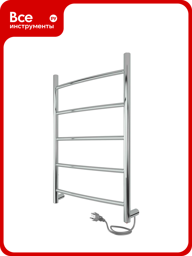 Полотенцесушитель INDIGO Arc electro 60/40 (скр. монтаж, унив. подкл. R/L, полиров.) LCAE60-40R, из нержавеющей стали