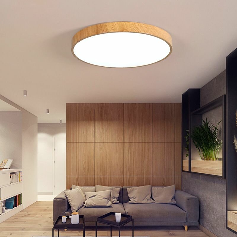 Скандинавский ультратонкий светодиодный потолочный светильник современного минималистского нового китайского цвета с рисунком бревна