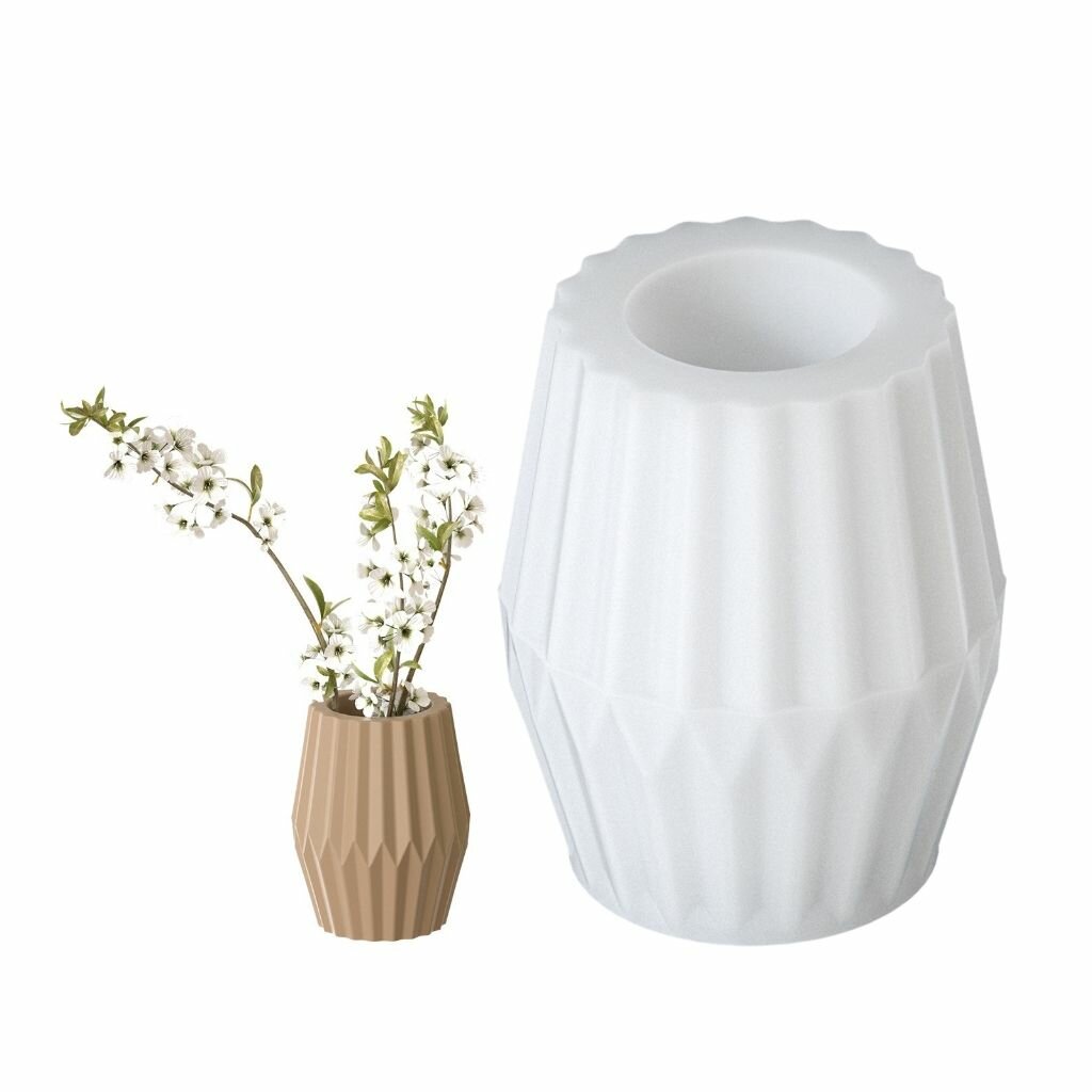 Силиконовая Форма Для Вазы-Полосатая Ваза Оригами 4227