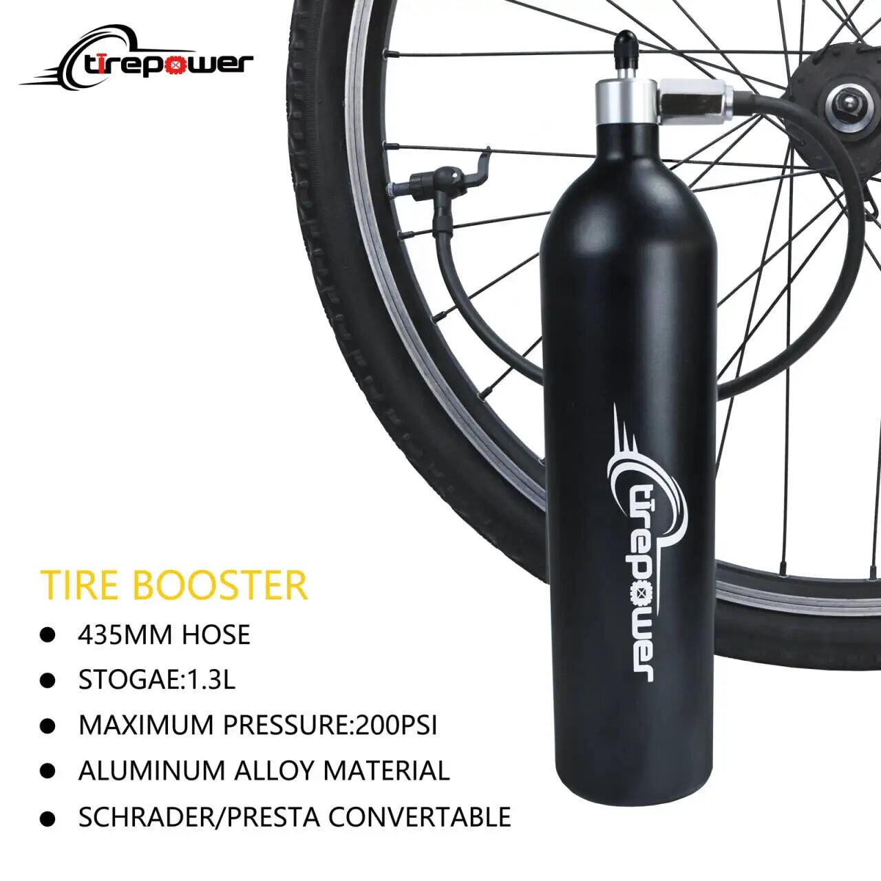 1,3 л MTB дорожный насос для шин, воздушная бутылка, усилитель шин, воздушный бак из алюминиевого сплава с клапаном, газовый баллон для велосипеда, вакуумная бескамерная