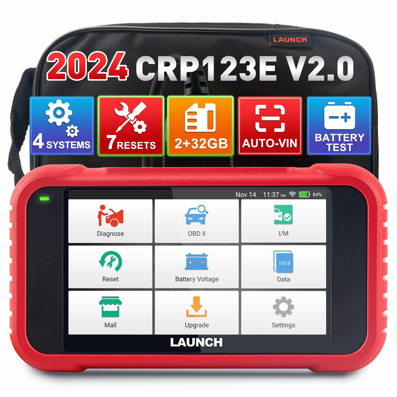 LAUNCH X431 CRP123E V2.0 Автомобильный диагностический инструмент OBD2 ABS SRS Двигатель AT+ 7 Сброс Сервис Бесплатное обновление