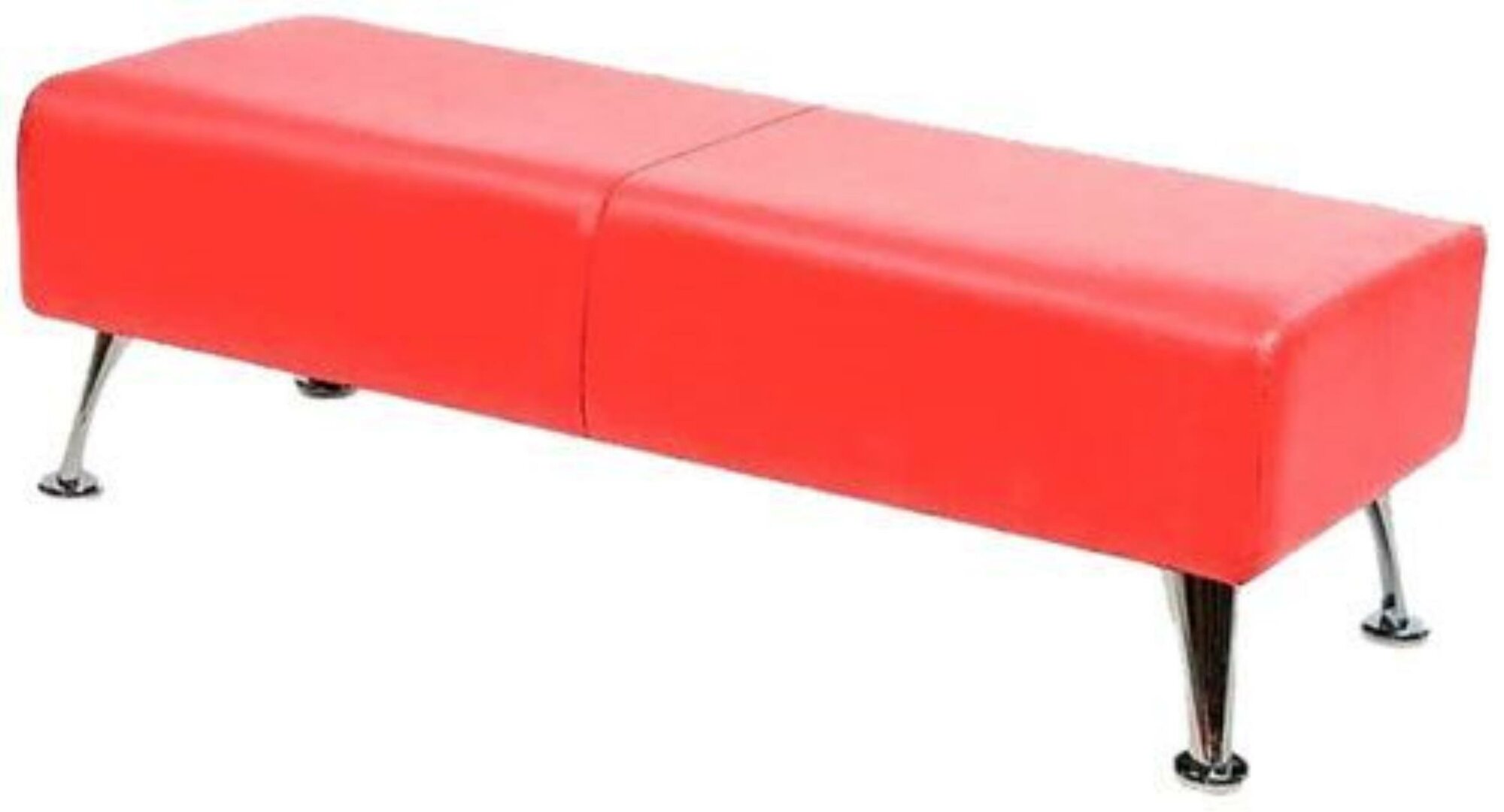 Банкетка лидер хром металл, обивка красная кож зам