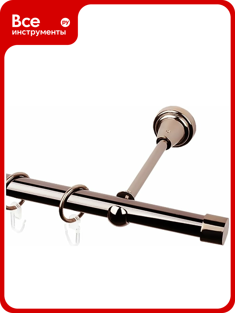 Однорядный металлический карниз Эскар, наконечник-заглушка, коньяк, D16 мм, 350 см 11649535055