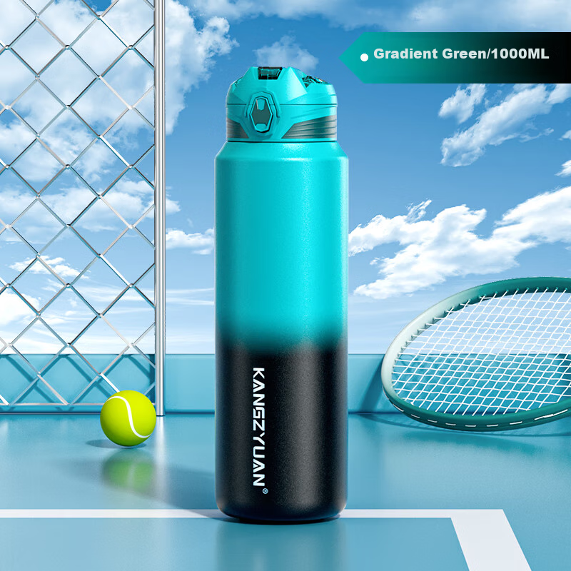 KANGZYUAN 316 Stainless Steel Insulated Cup Cold Cup 1000ML Sports Water Bottle Men and Women Water Cup Tea Cup 3010-Green