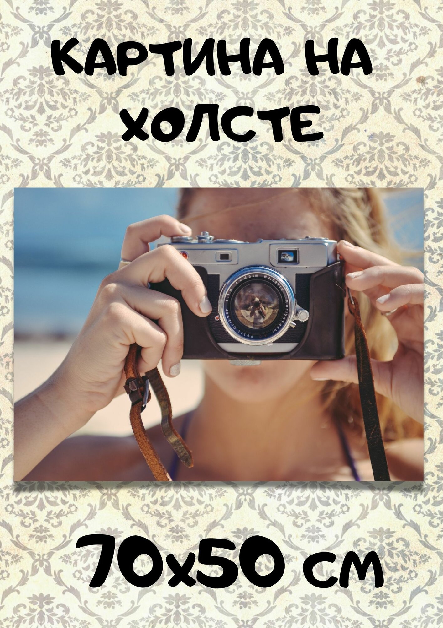 Картина с изображением ретро старого фотоаппарата / Фотокартина для фотографа