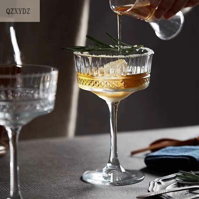 Набор хрустальных бокалов для шампанского (шампанки), свадебные фужеры для вина, прозрачные коктейльные креманки, широкие большие винные бокалы в подарок на праздник, 260 мл, 2 шт. XYDZ