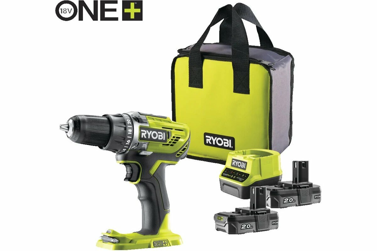Дрель-шуроповерт Ryobi "ONE+", R18DD3-220S, быстрозажимной патрон, сумка