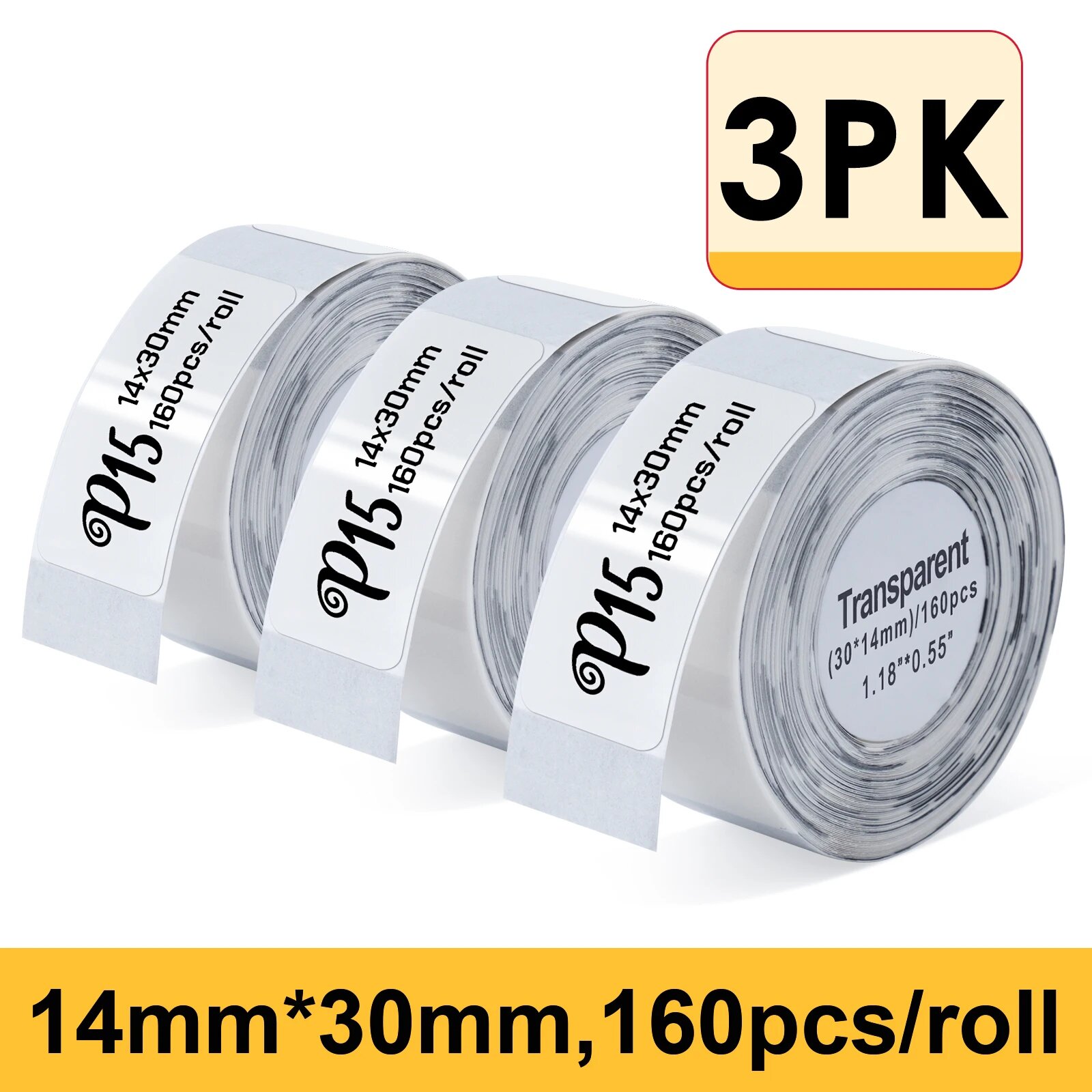 Портативный Bluetooth-принтер для этикеток P15, беспроводной термопринтер для этикеток, принтер без чернил, самодельная наклейка для этикеток, наклейка как Marklife P15 P12, 3PK Transparent