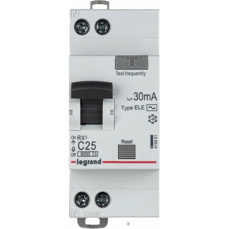 Дифференциальный автомат Legrand RX3 1P+N C 25А 30мА 6кА 2М AC 419401