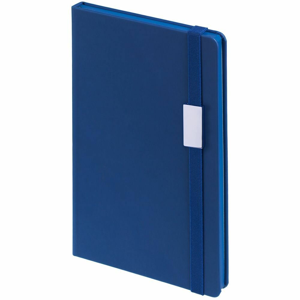 Блокнот Shall Direct, синий, искусственная кожа, покрытие софт-тач; металл, 13,2х21х1,5 см
