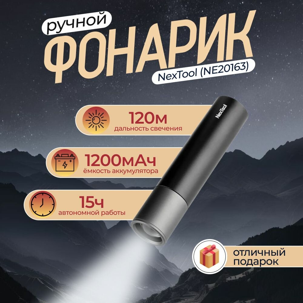 Фонарик портативный NexTool Zoom Flashlight (NE20163)