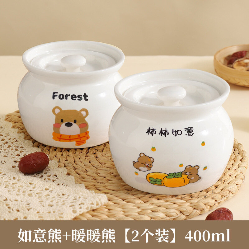 Керамическая кастрюля для тушения, кремового стиля, глиняная кастрюля для одного человека с крышкой, водонепроницаемая, устойчивая к высоким температурам керамическая глиняная кастрюля