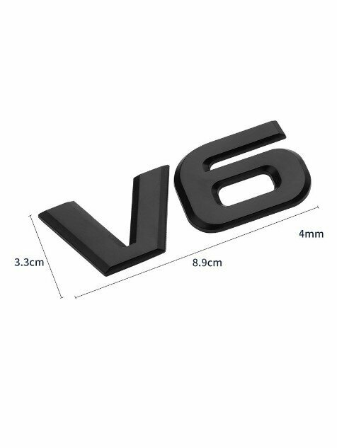 Металлический шильдик с логотипом V6, чёрный