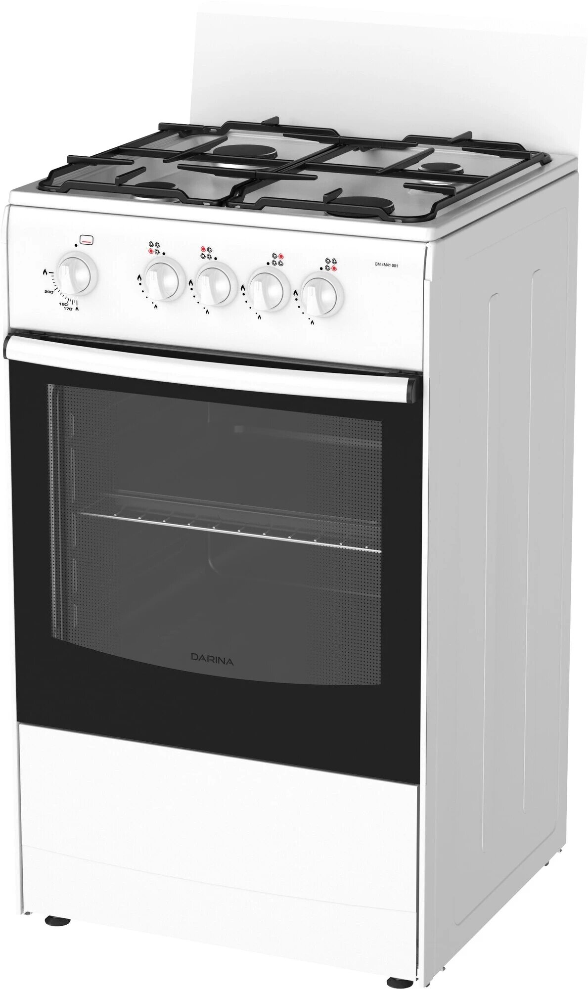 Газовая плита Darina 4M41-001 GM, эмалированная сталь, цвет белый, 4 конфорки, 50л