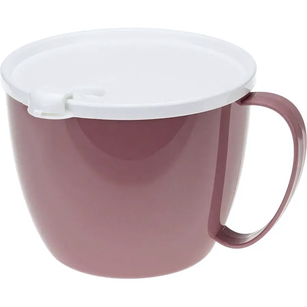 Кружка для супа 0,7л с крышкой, пластик, цвет в ассортименте