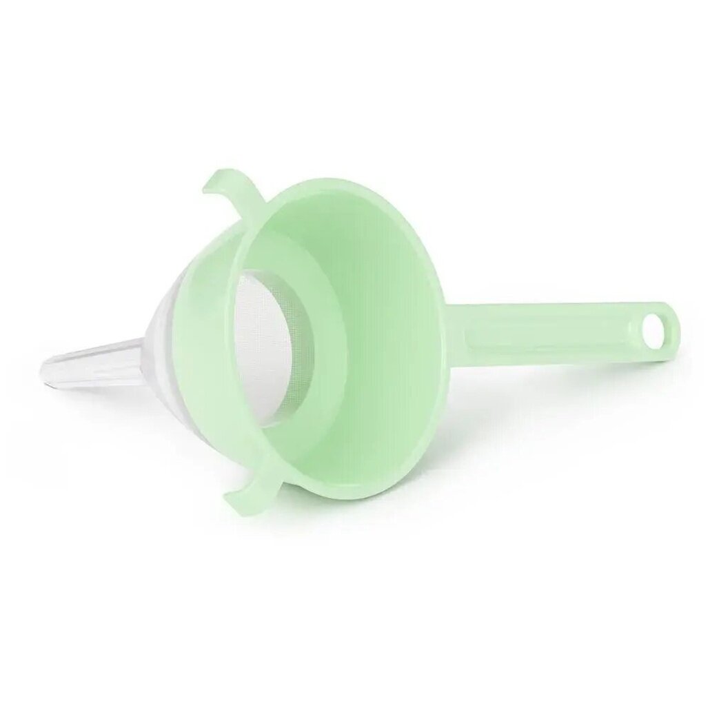 Сито-воронка пластиковое с металлической сеткой, диаметр 90 мм, цвет светло-зеленый, ручка для подвешивания