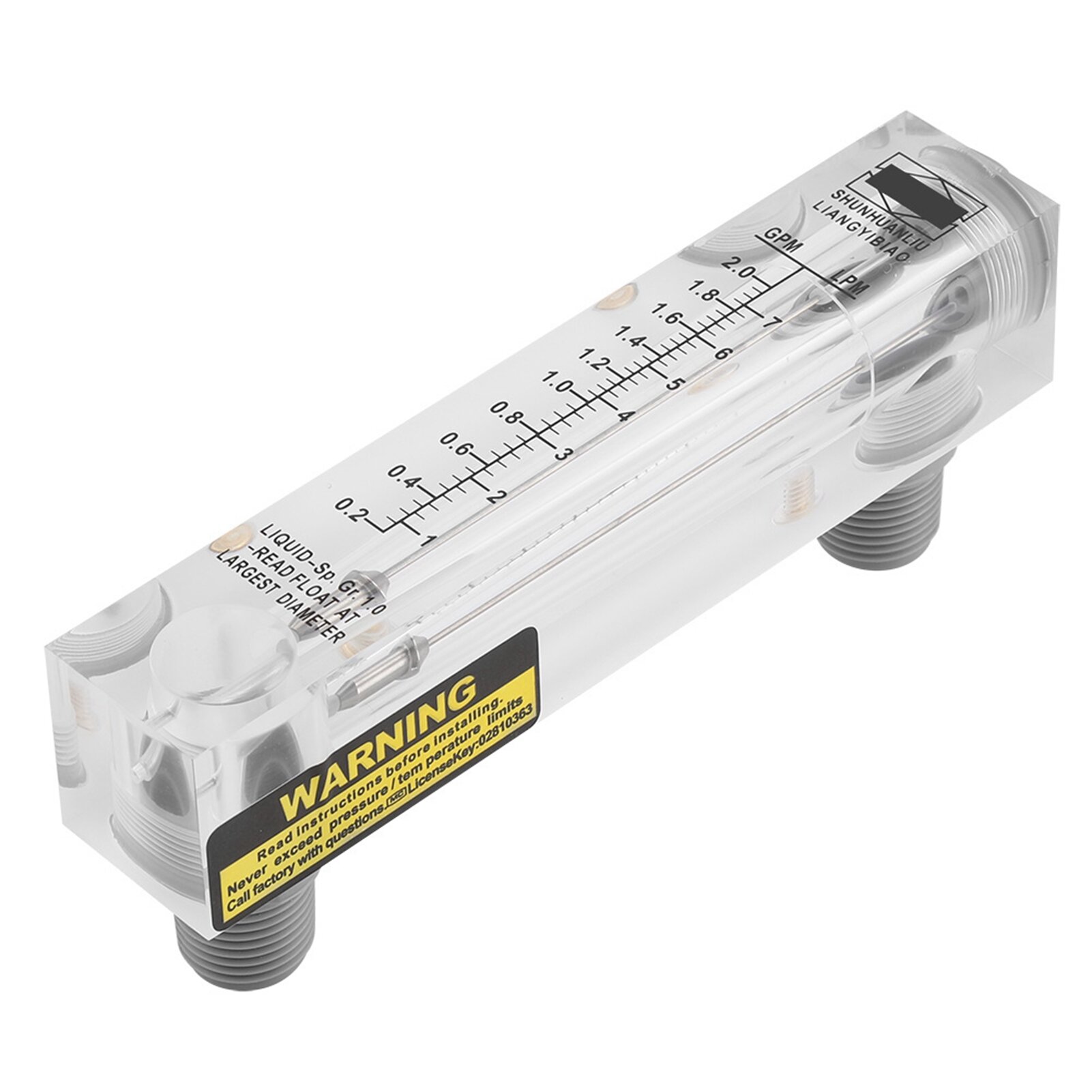 Вертикальная панель, прочная стеклянная панель, расходомер жидкости, манометр для измерения расхода воды, диапазон измерения: от 0,2 до 2 галлонов в минуту, от 1 до 7 литров в минуту.