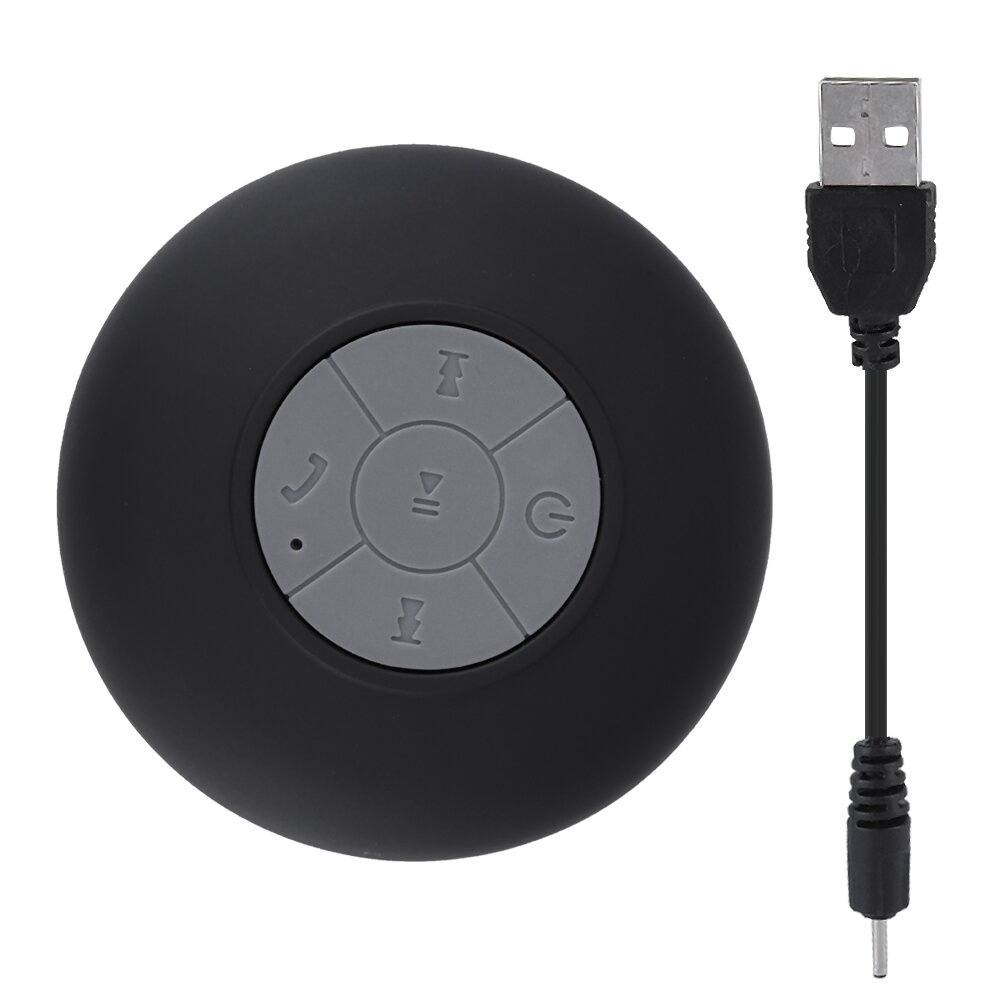 Портативный мини-динамик Bluetooth водонепроницаемый беспроводной с присоской (черный)