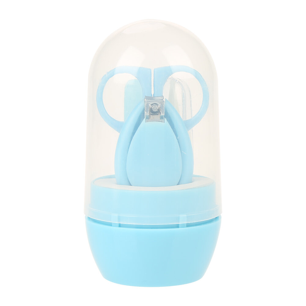 4 шт. Удобные ежедневные детские ножницы для ногтей, пилочка для ногтей, пинцет, набор для маникюра, синий