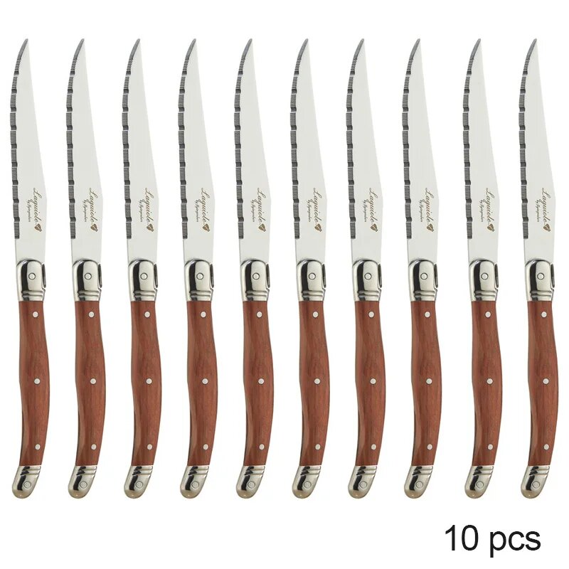 Ножи для стейка Laguiole из нержавеющей стали с деревянными ручками 10pcs wood