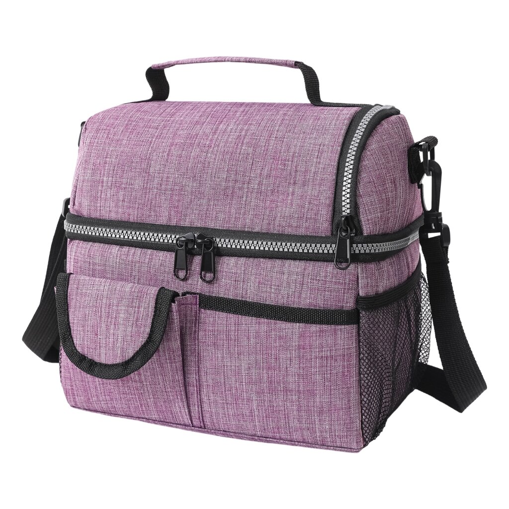 Двухслойная изоляционная сумка, переносная сумка для ланча на работу, водонепроницаемая ланча, походная пикника, еды-фиолетовый