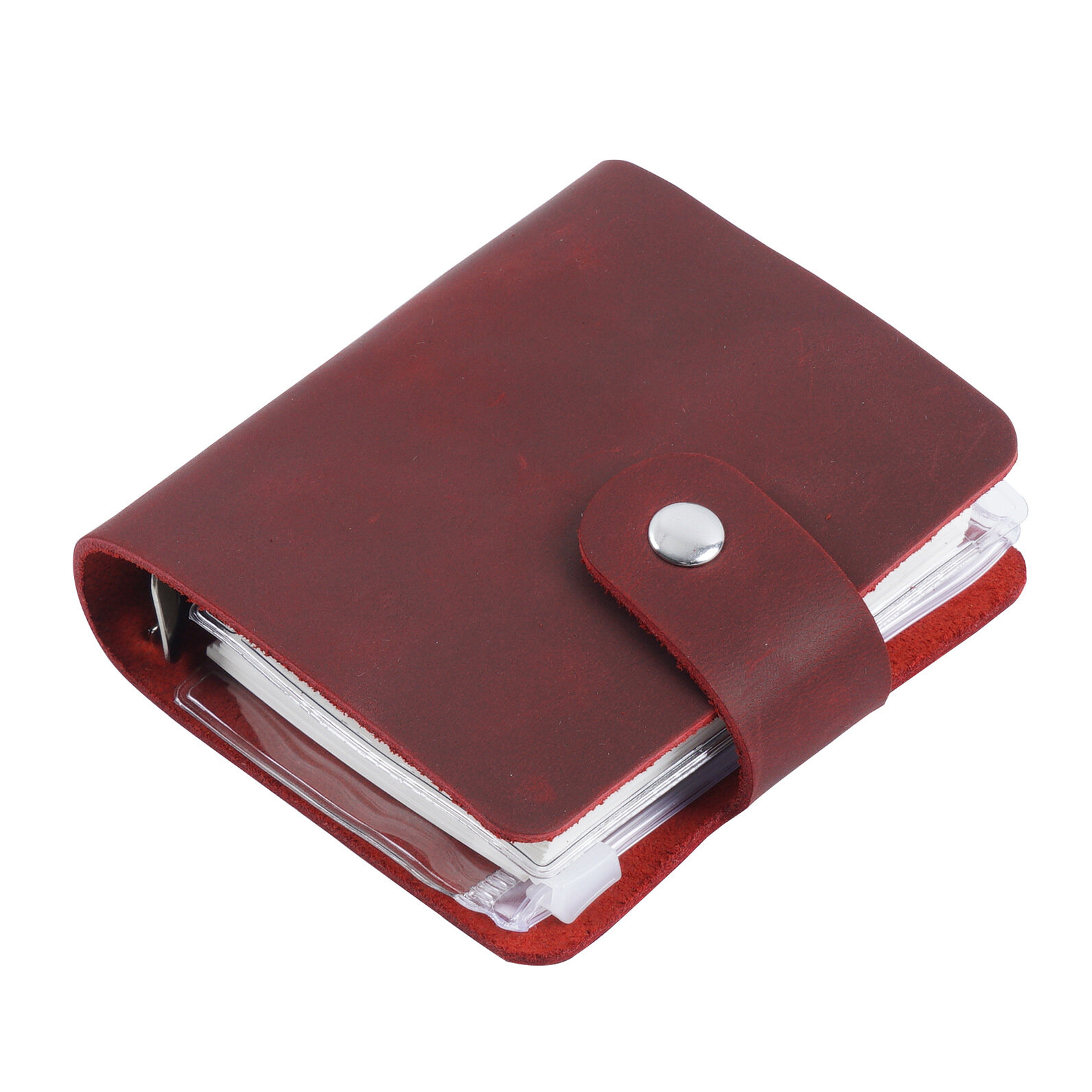 Блокнот-ежедневник Crazy Horse Leather A9, воловья кожа, на трех кольцах, бордовый