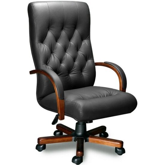 Кресло руководителя Мирэй Групп OXFORD A Laguna (орех Тай) кожа (черная)
