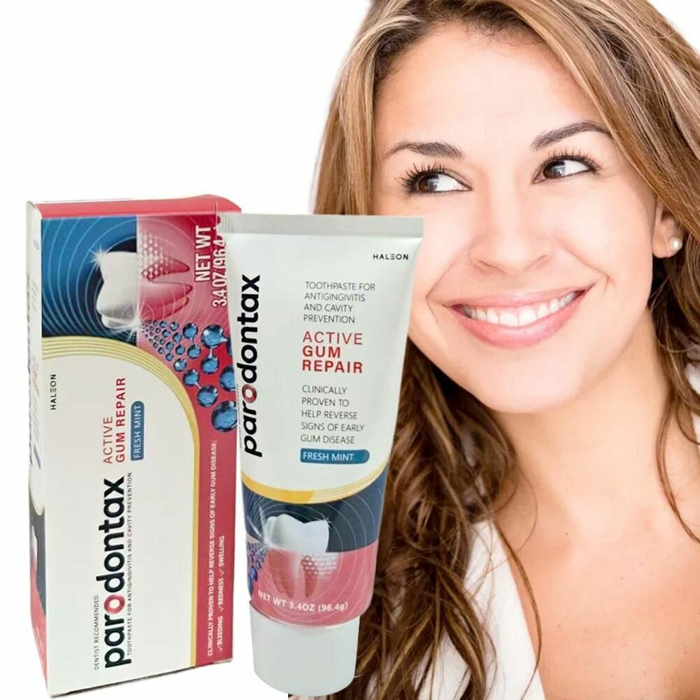 Лечебная зубная паста с растительным экстрактом, подходит для лечения пародонтита и снятия боли.