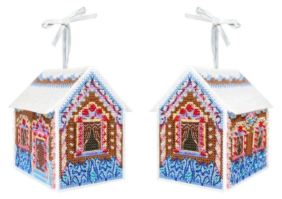 Набор для вышивания Жар-Птица #Р-1168 Объёмная игрушка "Нарядный домик", Счетный крест, 6 х 9 х 8 см