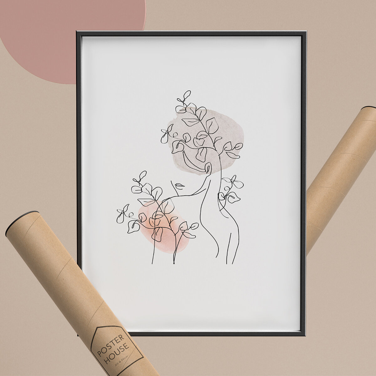 Постер Абстракция линии 50х70 см без рамы/ Абстрактный, минималистичный плакат/ Минимализм, силуэт девушки/ Эстетичный плакат, постер для интерьера дома, офиса, декор стен