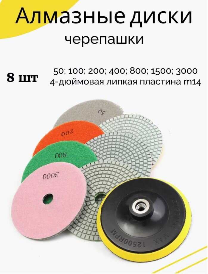 Набор шлифовальных, полировальных дисков по камню, черепашка