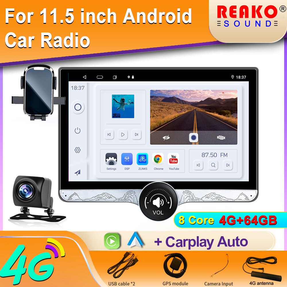 Автомагнитола Android Box-Mini A11 CarPlay DSP, LED экран на 11.5-дюйм мощная сенсорная магнитола 2din с 8 ядерным процессором 4/64 GB и кулером охлаждения